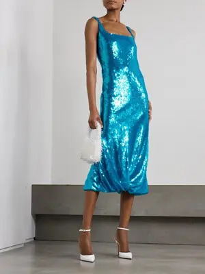 16Arlington Sidd Sequined Mesh Midi Dress