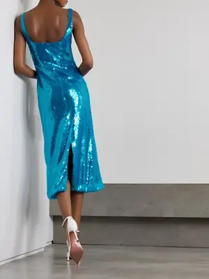 16Arlington Sidd Sequined Mesh Midi Dress