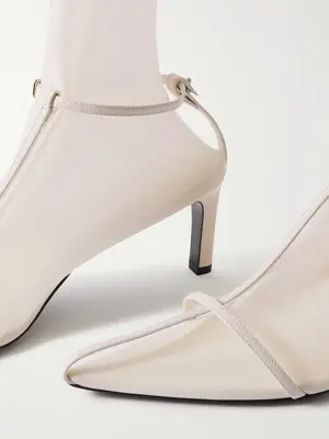 JIL SANDER Stretch-mesh And Leather Knee High Boots - Off-white