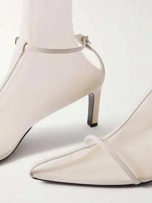 JIL SANDER Stretch-mesh And Leather Knee High Boots - Off-white
