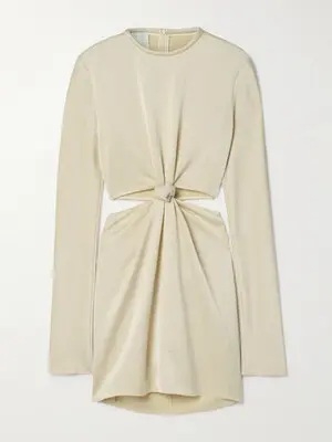 Nanushka Tazia Cutout Hammered-satin Mini Dress - Neutrals