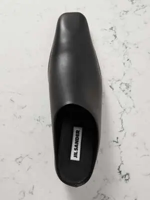 JIL SANDER Leather Mules - Black