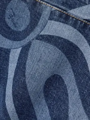 Emilio Pucci Cropped Printed Denim Halterneck Top