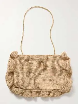 LOEFFLER RANDALL Mavis Ruffled Raffia Shoulder Bag