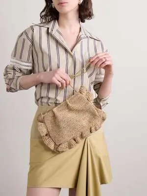 LOEFFLER RANDALL Mavis Ruffled Raffia Shoulder Bag