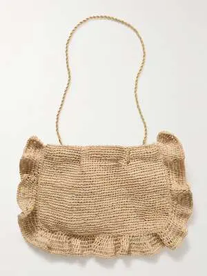 LOEFFLER RANDALL Mavis Ruffled Raffia Shoulder Bag