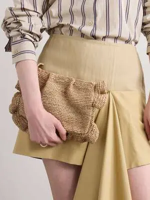 LOEFFLER RANDALL Mavis Ruffled Raffia Shoulder Bag