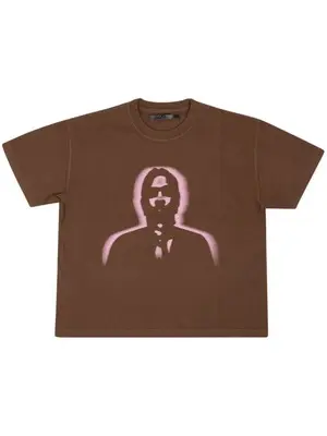 SP5DER Graphic Print Cotton T-shirt - Brown
