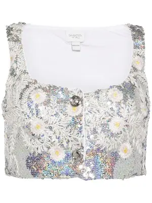 Giambattista Valli Sequined Floral Crop Top