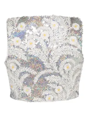 Giambattista Valli Sequined Floral Crop Top