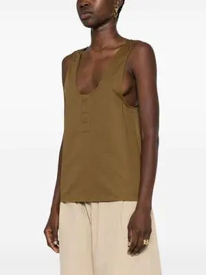Saint Laurent Twill-weave Sleeveless Top - Green