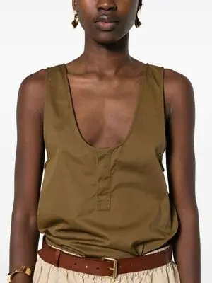 Saint Laurent Twill-weave Sleeveless Top - Green