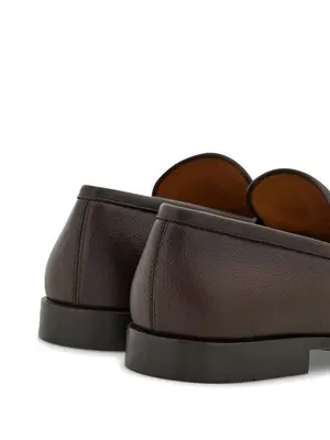 FERRAGAMO Gancini Plaque Leather Loafers - Brown