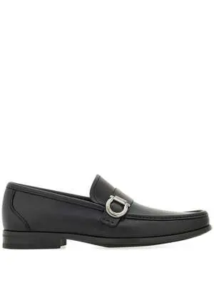 FERRAGAMO Gancini Leather Loafers - Black