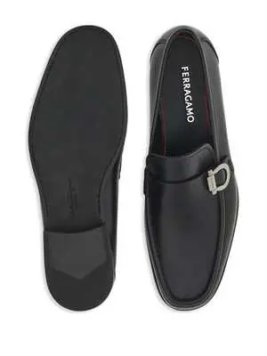 FERRAGAMO Gancini Leather Loafers - Black