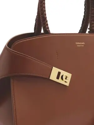 FERRAGAMO The Hug Small Leather Tote Bag - Brown