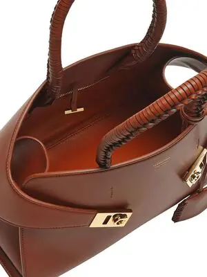 FERRAGAMO The Hug Small Leather Tote Bag - Brown