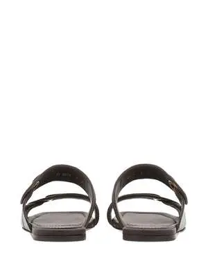 FERRAGAMO Gancini-plaque Leather Slides
