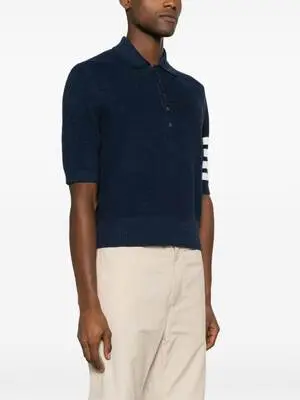 Thom Browne 4-bar Linen-blend Polo - Blue