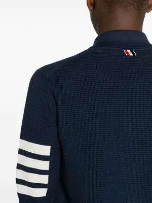 Thom Browne 4-bar Linen-blend Polo - Blue