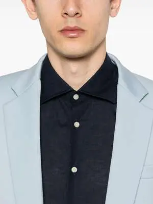 MANUEL RITZ Logo-embroidered Long-sleeves Shirt - Blue