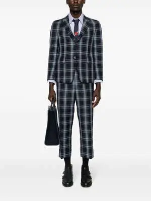 Thom Browne Checked Virgin Wool Blend Blazer - Blue