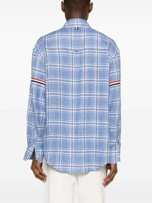 Thom Browne Rwb Stripe Checked Linen Shirt