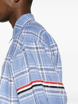 Thom Browne Rwb Stripe Checked Linen Shirt
