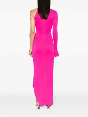 David Koma Floral-appliqué Ruched Gown
