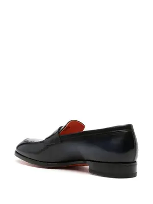 Santoni Faded Leather Penny Loafers - Blue