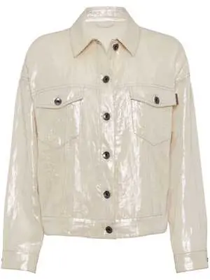 Brunello Cucinelli Coated-finish Cotton Jacket - Neutrals