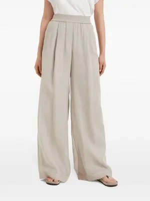 Brunello Cucinelli Elasticated-waist Linen Trousers