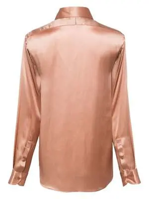 TOM FORD Long-sleeved Silk-satin Shirt - Neutrals