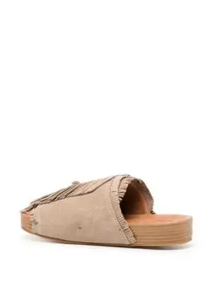 Visvim Christo Shaman Folk Suede Slides - Neutrals