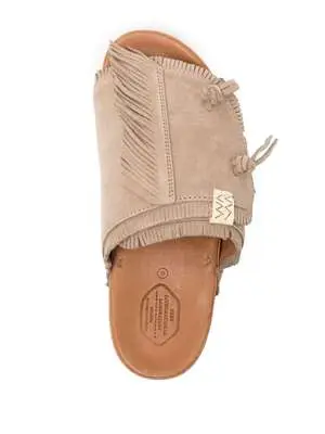 Visvim Christo Shaman Folk Suede Slides - Neutrals