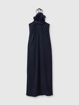 Halston Rosette Maxi Dress