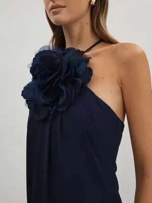 Halston Rosette Maxi Dress