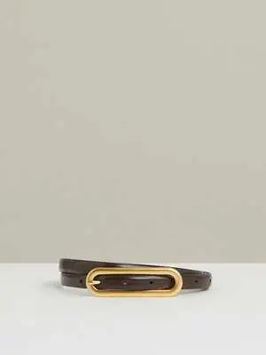 REISS Chaya Leather Belt - Chocolate