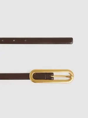 REISS Chaya Leather Belt - Chocolate