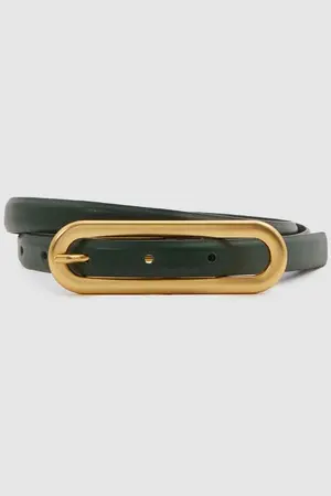 REISS Reiss Chaya Leather Belt Green