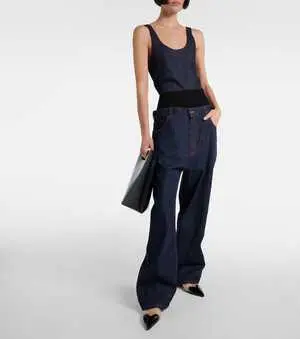 KALAIA Bleu Denim Alaïa High-rise Wide-leg Jeans