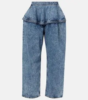 KALAIA Bleu Denim ALAÏA High-rise Wide-leg Jeans