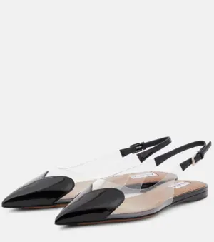 KALAIA Leather And Pu Slingback Flats - Noir