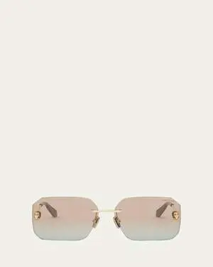 BVLGARI Serpenti Rectangle Sunglasses Gold Other Gradient Brown