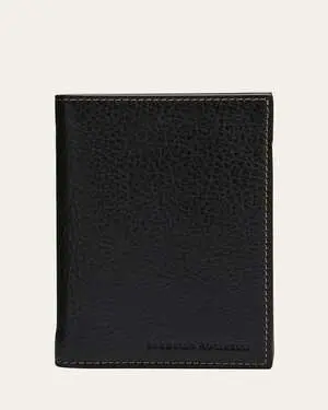 Brunello Cucinelli Leather Bifold Card Holder - Black