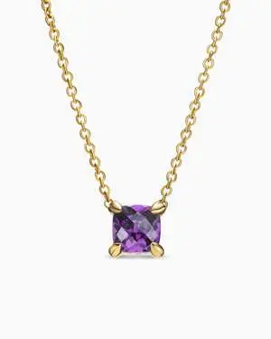 David Yurman 18k Yellow Gold Pendant Necklace - Amethyst