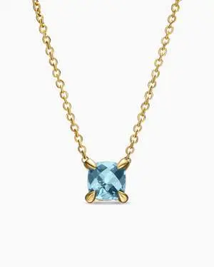 David Yurman 18k Yellow Gold Pendant Necklace - Aquamarine