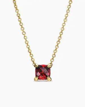 David Yurman 18k Yellow Gold Micro Chatelaine® Pendant Necklace With - Garnet