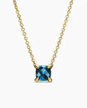 David Yurman 18k Yellow Gold Micro Chatelaine® Pendant Necklace With - Hampton Blue Topaz