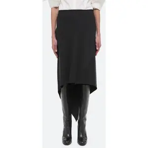 Helmut Lang Scarf Hem Virgin Wool Maxi Skirt - Black